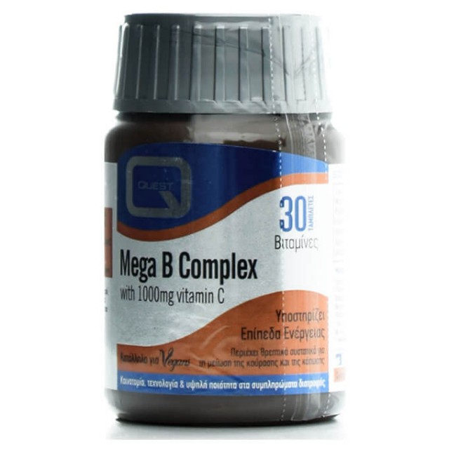 Quest Mega B Complex plus 1000mg vitamin C 30tabs | Online φαρμακείο - Upharm